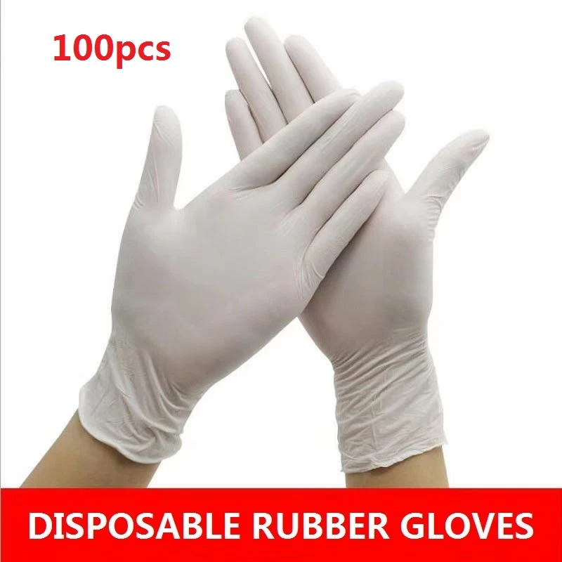 Universal Latex Gloves Disposable White Non Slip Acid Laboratory Rubber ...
