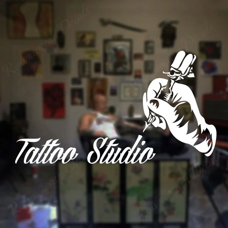Tattoo-Studio-Sign-Wall-Stickers-Tattoo-Machines-Vinyl-Window-Art-Decor ...