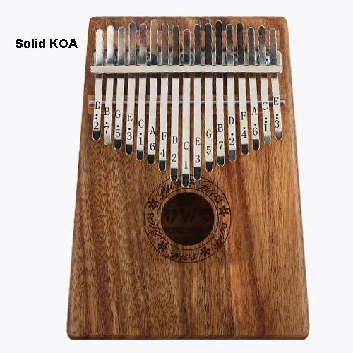 17 Keys Kalimba Thumb Piano Finger Percussion Wood Musical Solid KOA ...