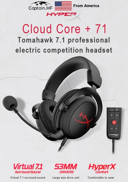 US Captain PRO Hyper X Cloud Core Gaming Headset, for PC, Laptops ...