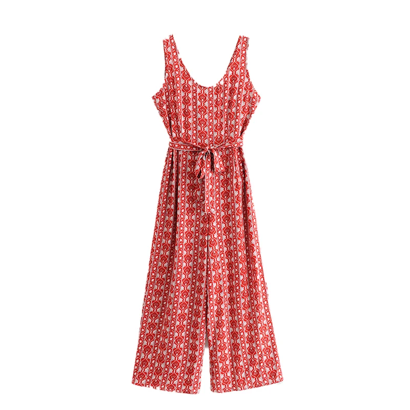 Verano Mujer monos 2019 nueva moda sin mangas con fajas rojo suelta ...