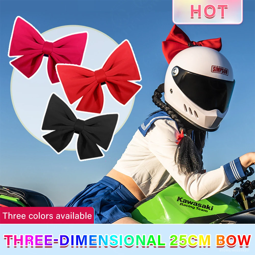 Universal Women Helmet Bow Polyester Satin Ribbon Bow Helmet Decoration ...