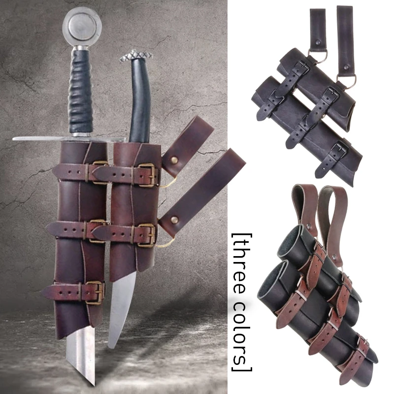 Medieval Double Sword Sheath Scabbard Leather Sword Waist Belt Vintage ...