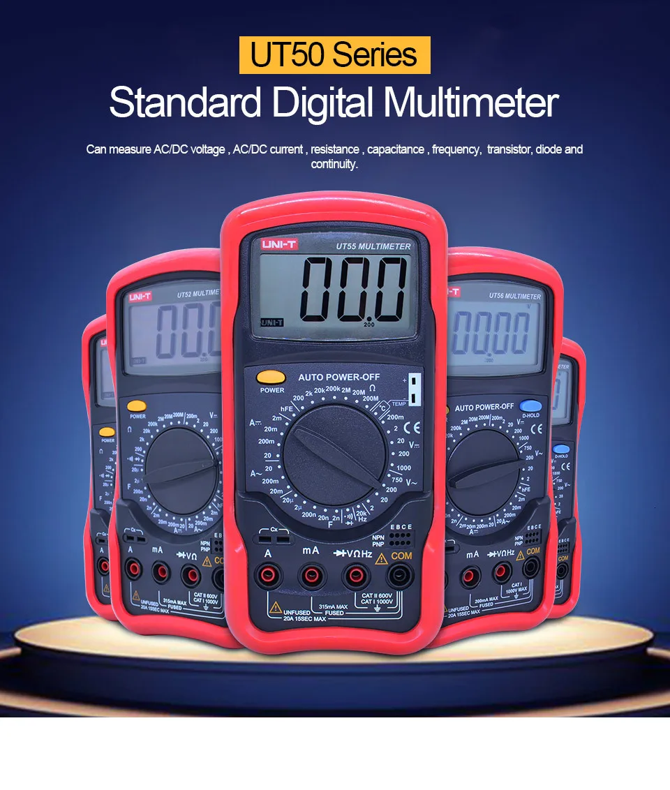 UNI-T UT51 UT52 UT53 UT55 UT56 True RMS Digital Multimeter Voltmeter ...
