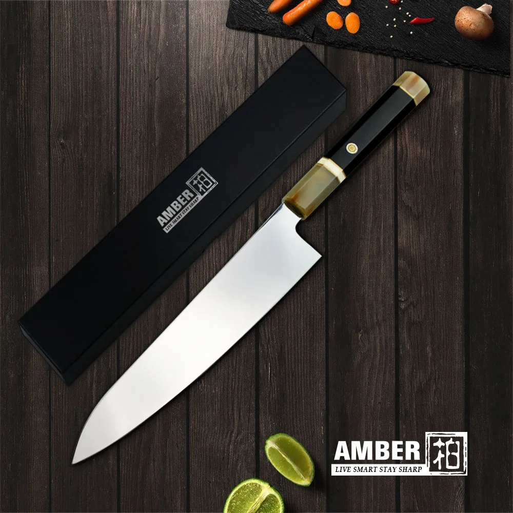 Amber 9.2" Inch Chef Knife Japanese High Carbon Steel Sharp Kitchen ...