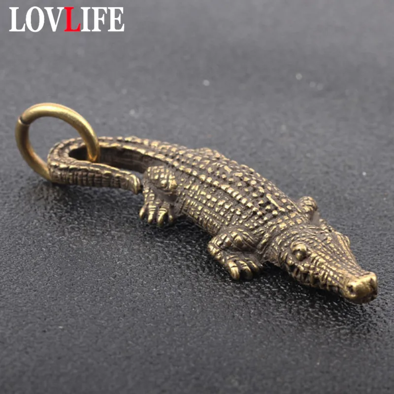 Vintage-Brass-Cruel-Crocodile-Figure-Keychain-Hanging-Trinkets-Copper ...