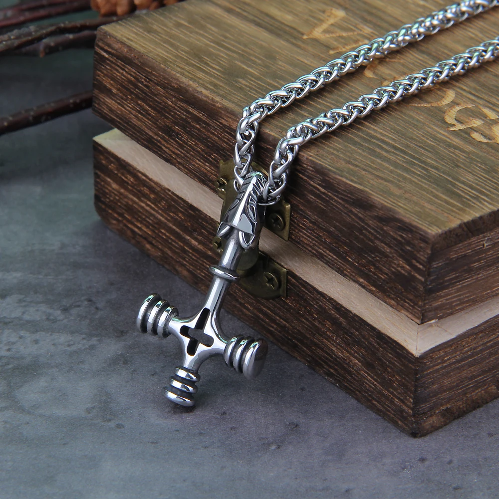 Never Fade Stainless Steel Nordic Viking Wolf Cross Necklace With ...