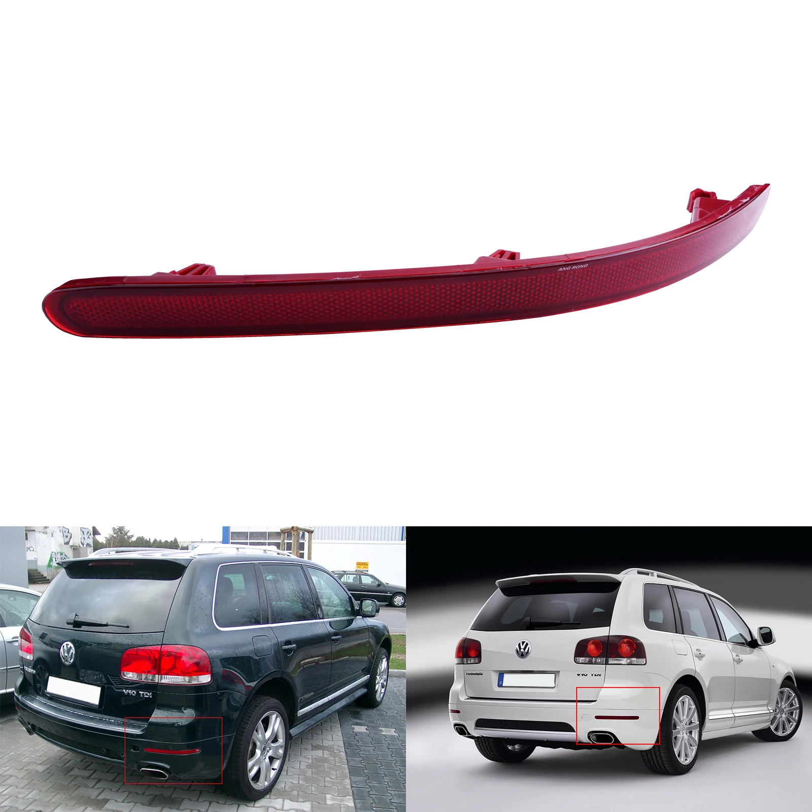 ANGRONG 1x For VW Touareg 02-10 Red Lens Rear Bumper Reflector Right ...