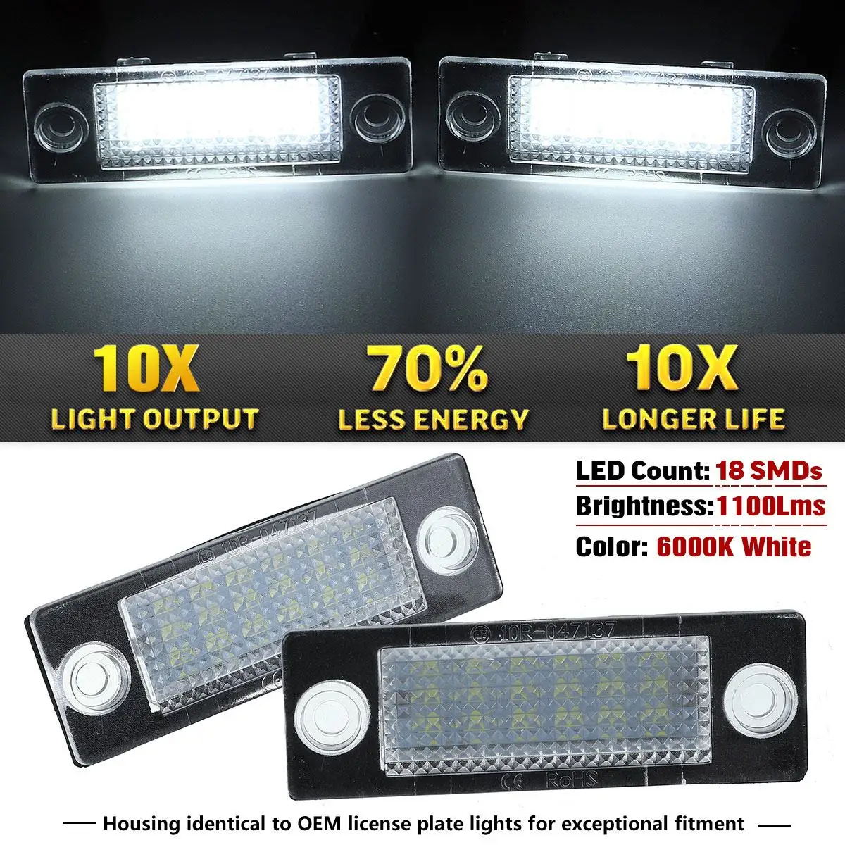 2pcs Led Number License Plate Light Lamp 3b5998026 For Vw Passat B5.5 ...