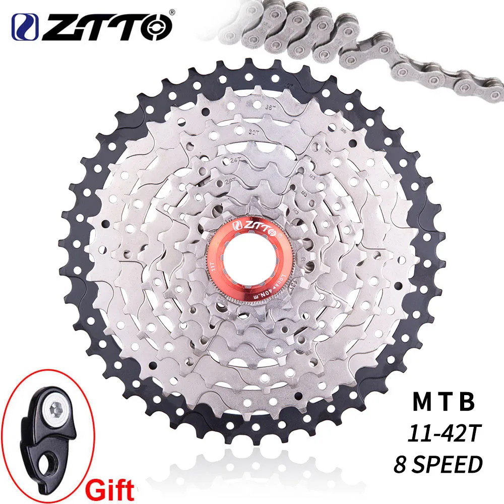 ZTTO 8 Speed Bicycle Cassette 11-42T HG Freewheel Steel 8speed Chain ...