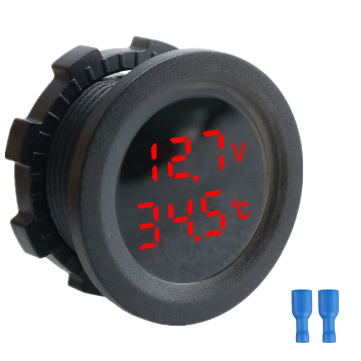 12-24V Car Round Temperature Voltmeter Auto Voltage Test Display ...