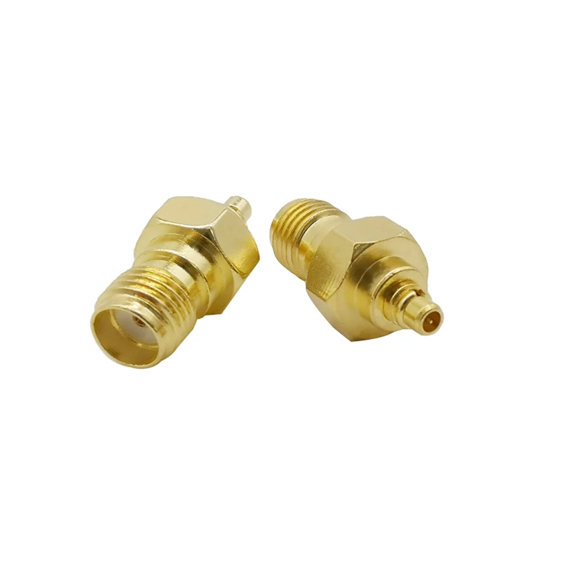 Adaptador mmcx macho para sma fêmea, adaptador coaxial coax rf de latão banhado a ouro sma jack ...