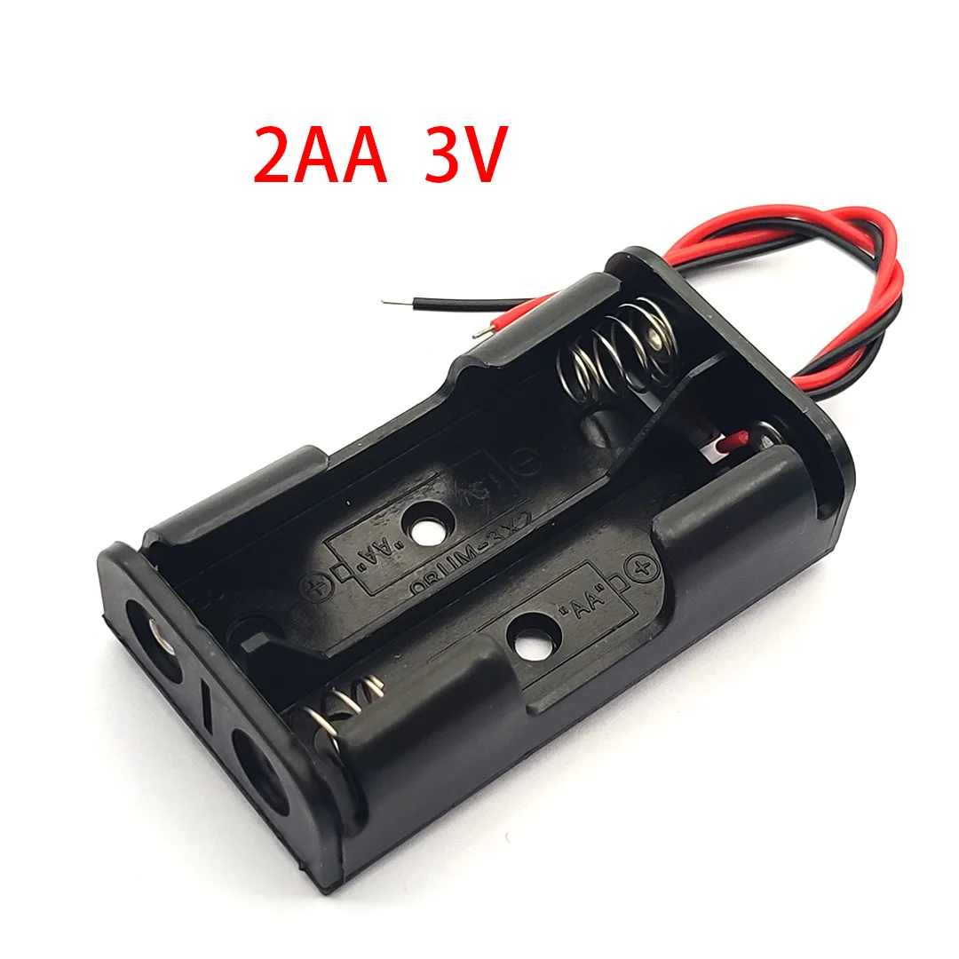 2 x 1.5V AA Battery Holder AA Battery Case 2AA Battery Box Black Wire ...