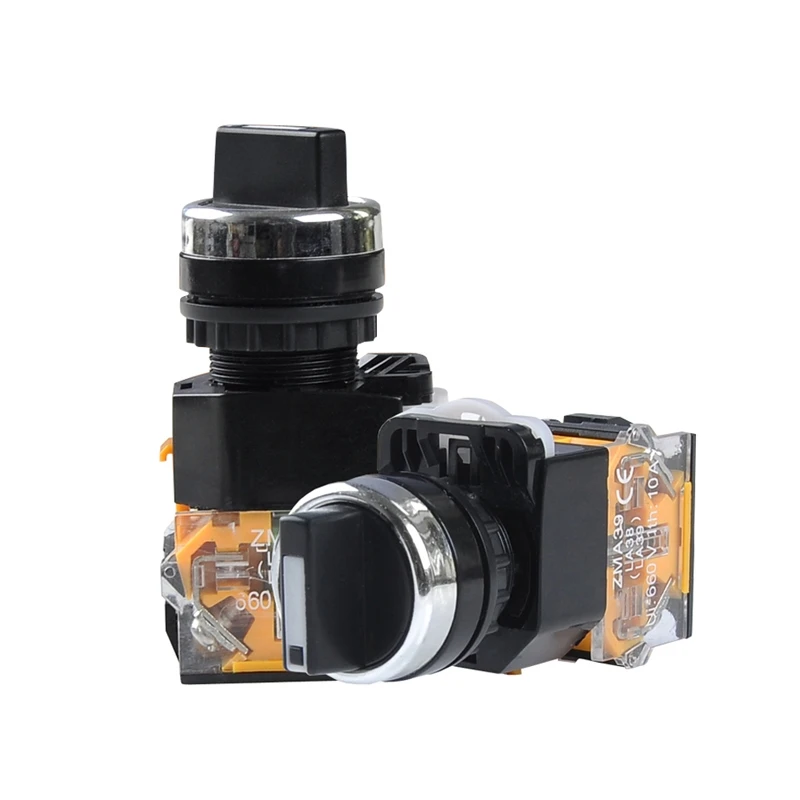 Self-locking-LAY38-11X-21-Knob-Switch-Silver-Contacts-Switch-2-Position ...