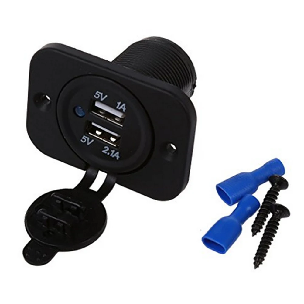 Cigarette Lighter Socket Adapter Kit Blue LED Dual USB Charger Socket ...