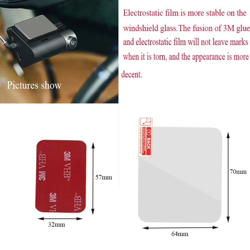 For 70mai A800 A800s 4K Dashcam Heat Resistant 3M sticker + transparent ...
