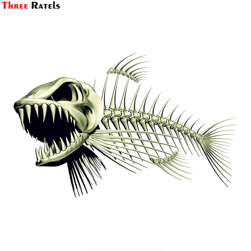 Three Ratels FTC-883# 18cmx11.7cm Scary Skeleton Fish Fishing Car ...