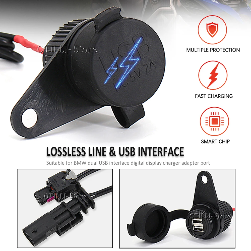 USB Double Socket NEW Motorcycle Accessories For BMW R 1200 1250 GS ADV ...