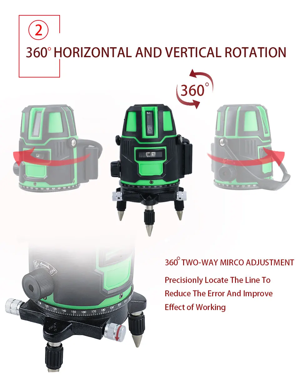 Nivela cu laser verde in 3 linii de mare precizie, rotire 360 grade ...