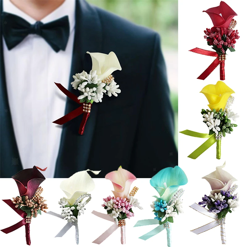 Men's Corsage For Suit Fashion Wedding Party Groom Groomsman Clip-on ...