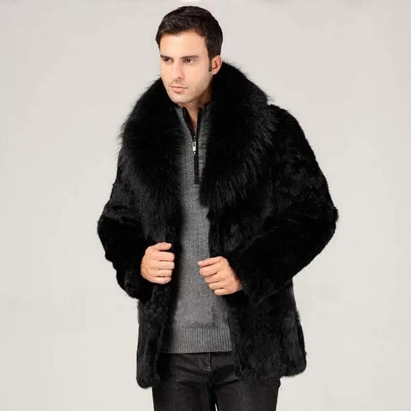 Black Faux Fur Coats Men Winter Warm Outwear Short Design 2021 Winter ...