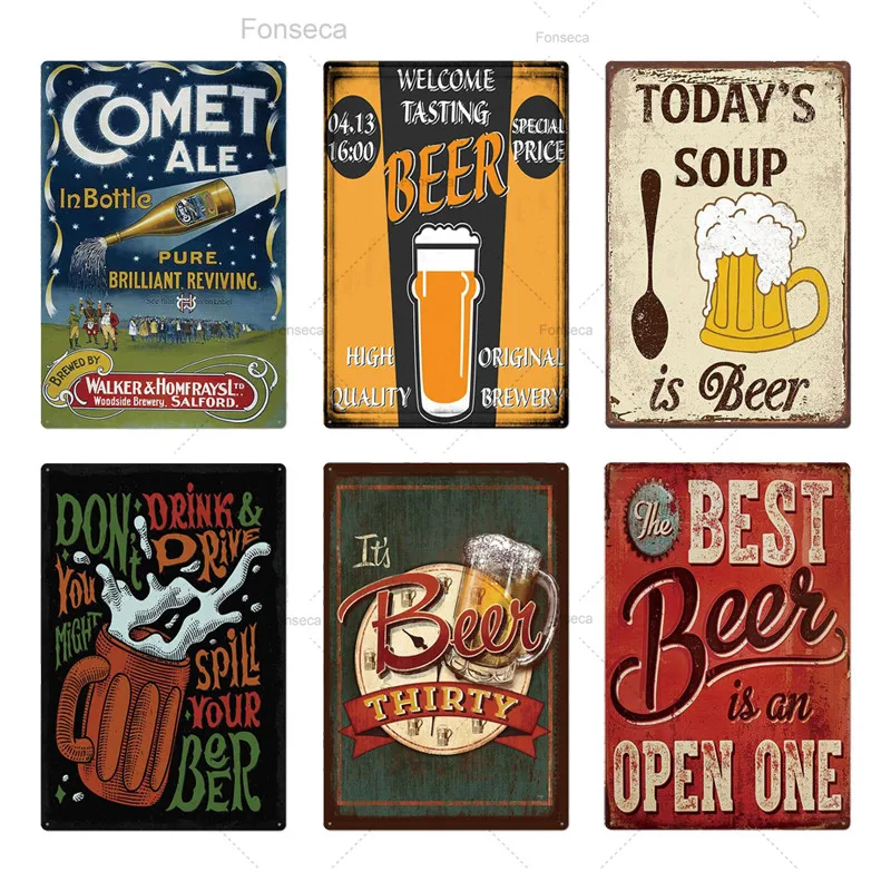 Bira-reklam-slogan-plak-Vintage-eski-p-sk-k-teneke-tabela-Retro-Metal ...