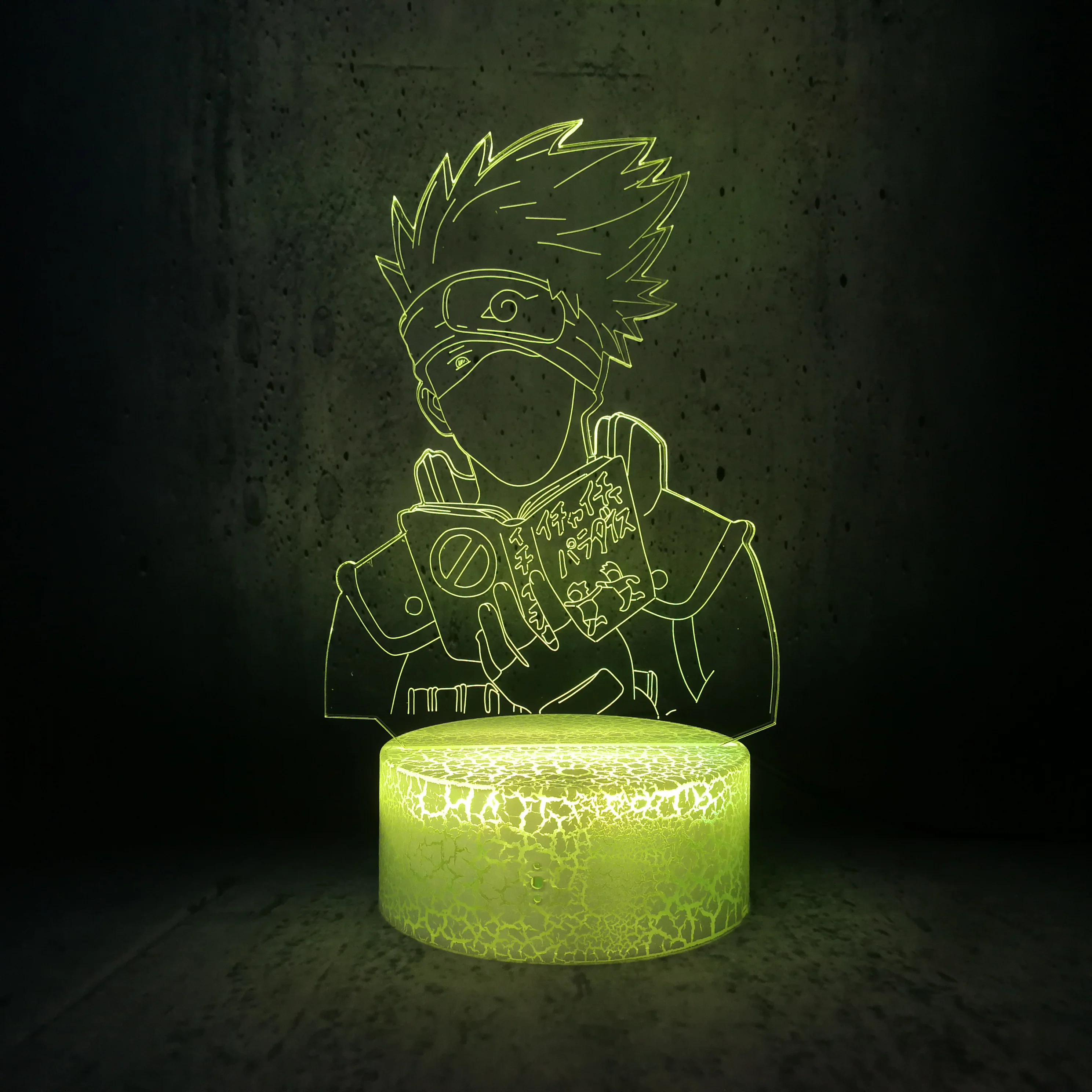 3D led lamp Naruto Hatake Kakashi reading book Night Light children ...