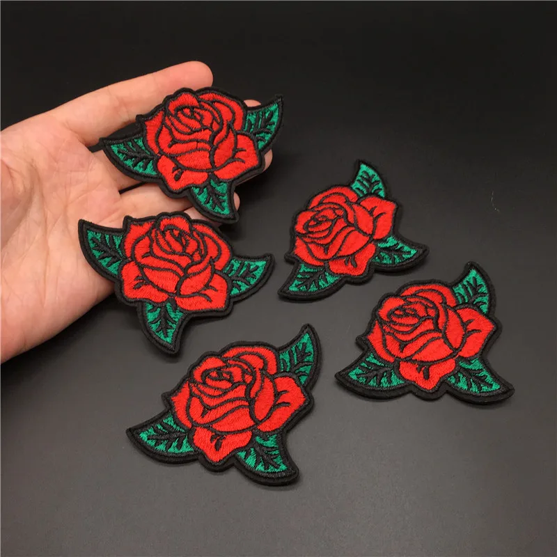 5pcs/set Rose Patches for Clothing Iron on Embroidery Stripes Diy ...