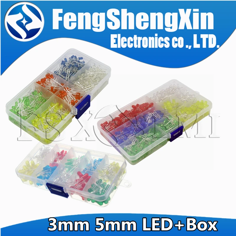 F3 F5 3MM 5MM Led Kit With Box Mixed Color Red Green Yellow Blue White ...