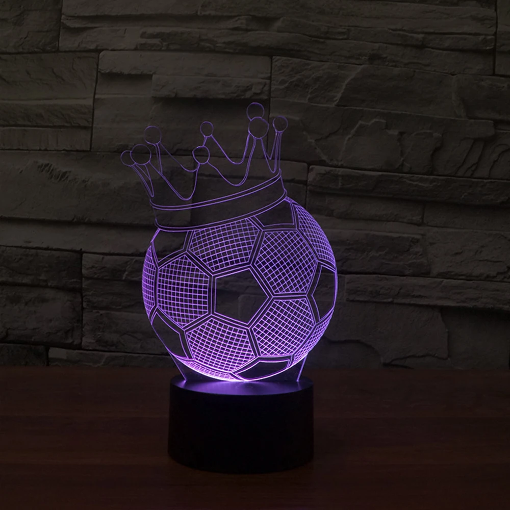 Lamp Football Crown Night Light LED Touch Colorful USB Plug Charge 3D ...