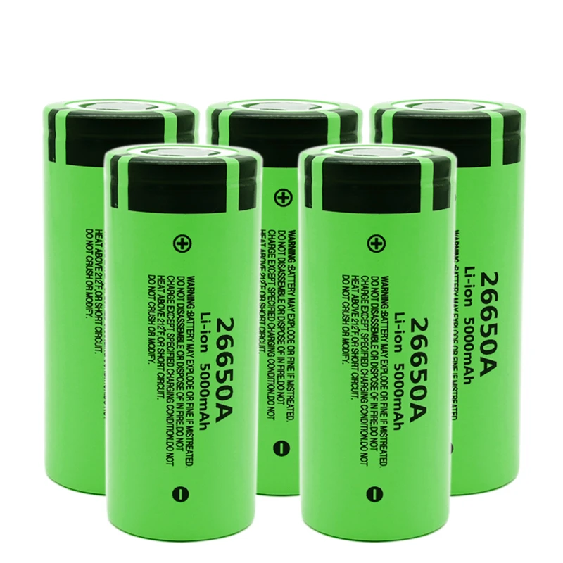 Panasonic 100% 오리지널 26650 배터리 26650A 3.7V, 5000mAh 대용량 26650 리튬 이온 충전지 ...