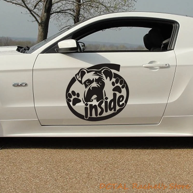 Dog Inside Car Sticker Decal Fuel Tank Cover Door 창문 트렁크 오토바이 헬멧 for VW ...