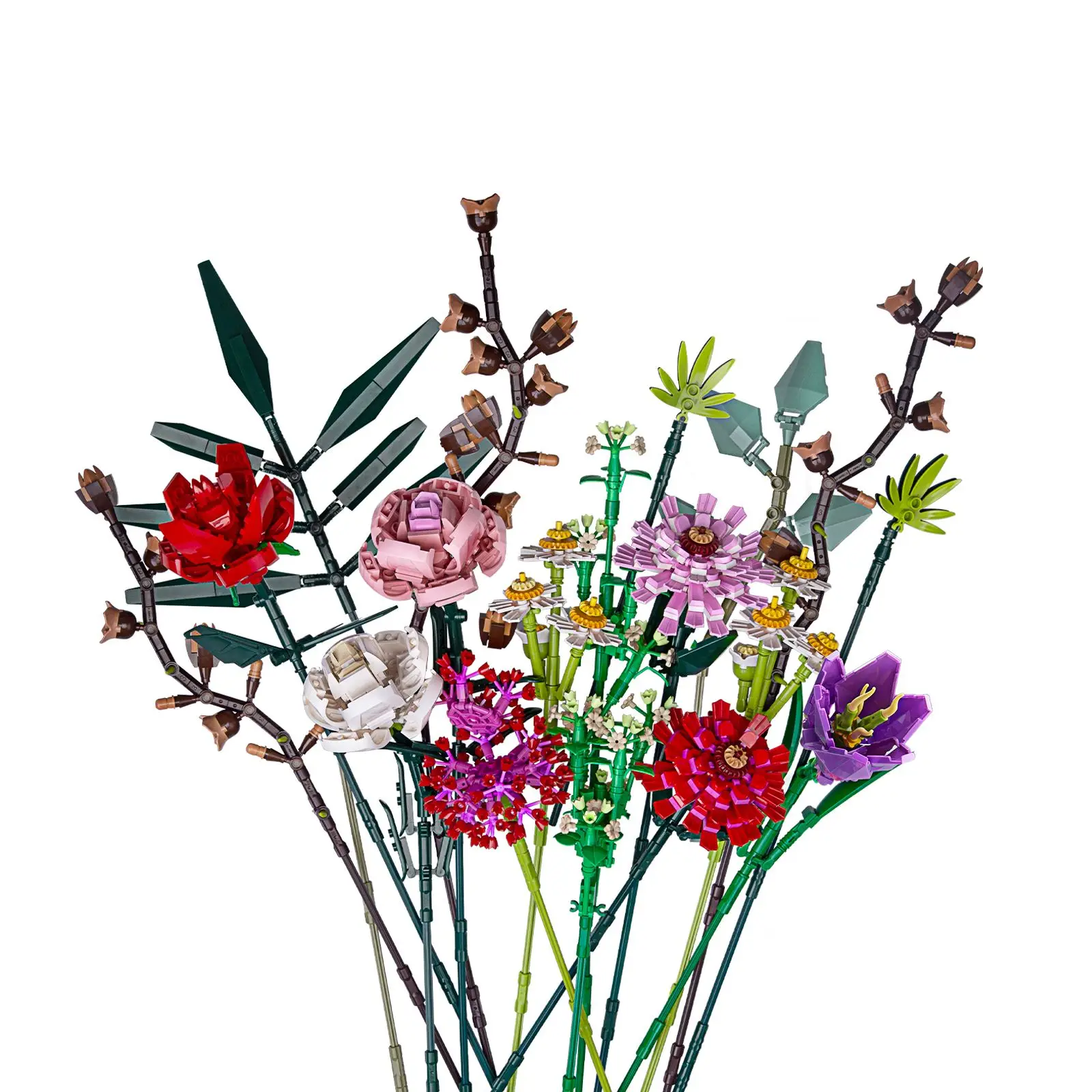 Self MOC building bricks flower bouquet set with vase Toys Building ...