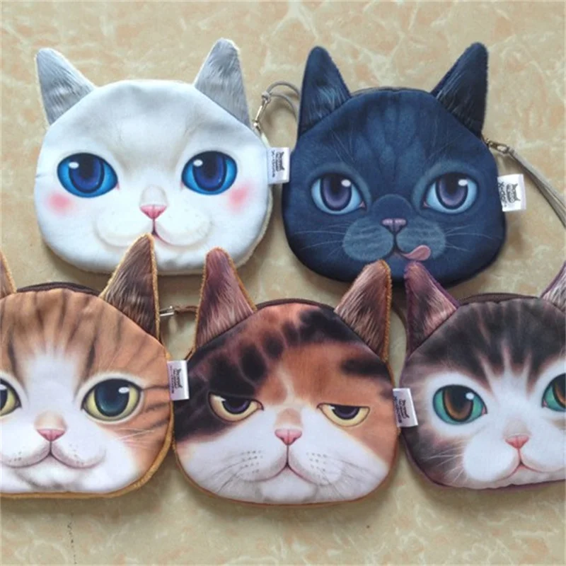 New Cute 3D Animal Coin Purse Bag Zipper Mini Coin Purses Cat Shaped ...