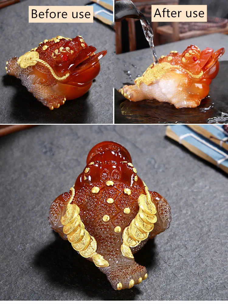 Statue deco,Statue de crapaud doré rétro en résine à couleur changeante ...