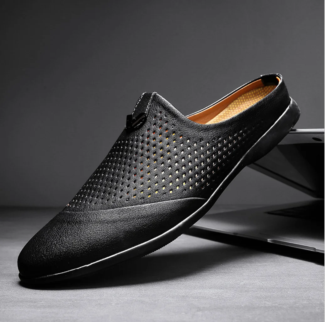 Genuine-Leather-Half-Shoes-Men-Leather-Shoes-Men-Mules-Slide-Casual ...