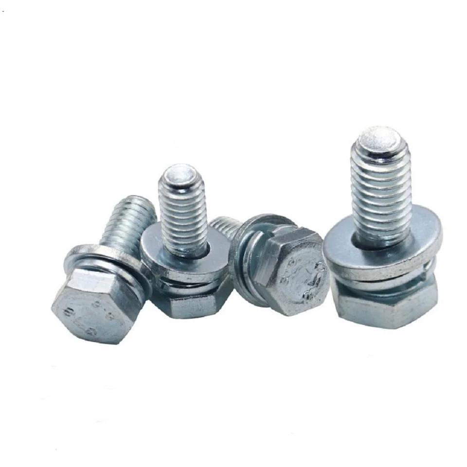 100PCS M4 M5 M6 M8 GB9074.17 Galvanized Hexagon Head Bolt Spring Lock ...