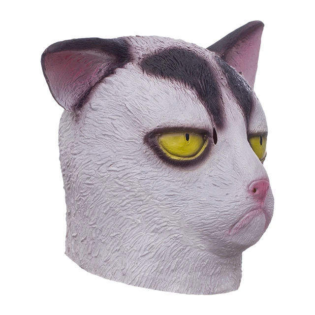 Halloween White Cat Novelty Animal Head Cosplay Mask - AllCosplay.com