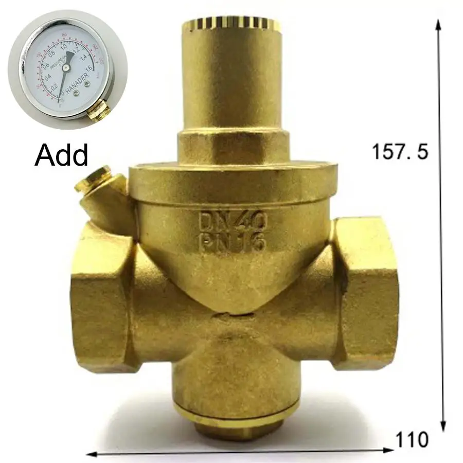 DN40 1 1/2 "BSPP 암 브라스 압력 릴리프 Vavle 안전 조절 가능한 빅 본체 너비 110mm 최대 16Bar 압력 ...