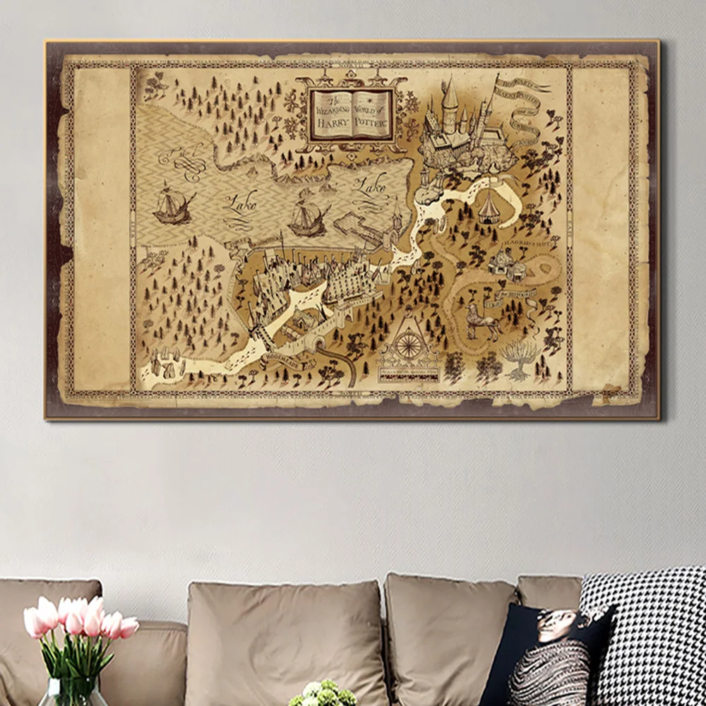 Wizard World Magic Schools Map Home Decor Canvas Painting Picture On ...