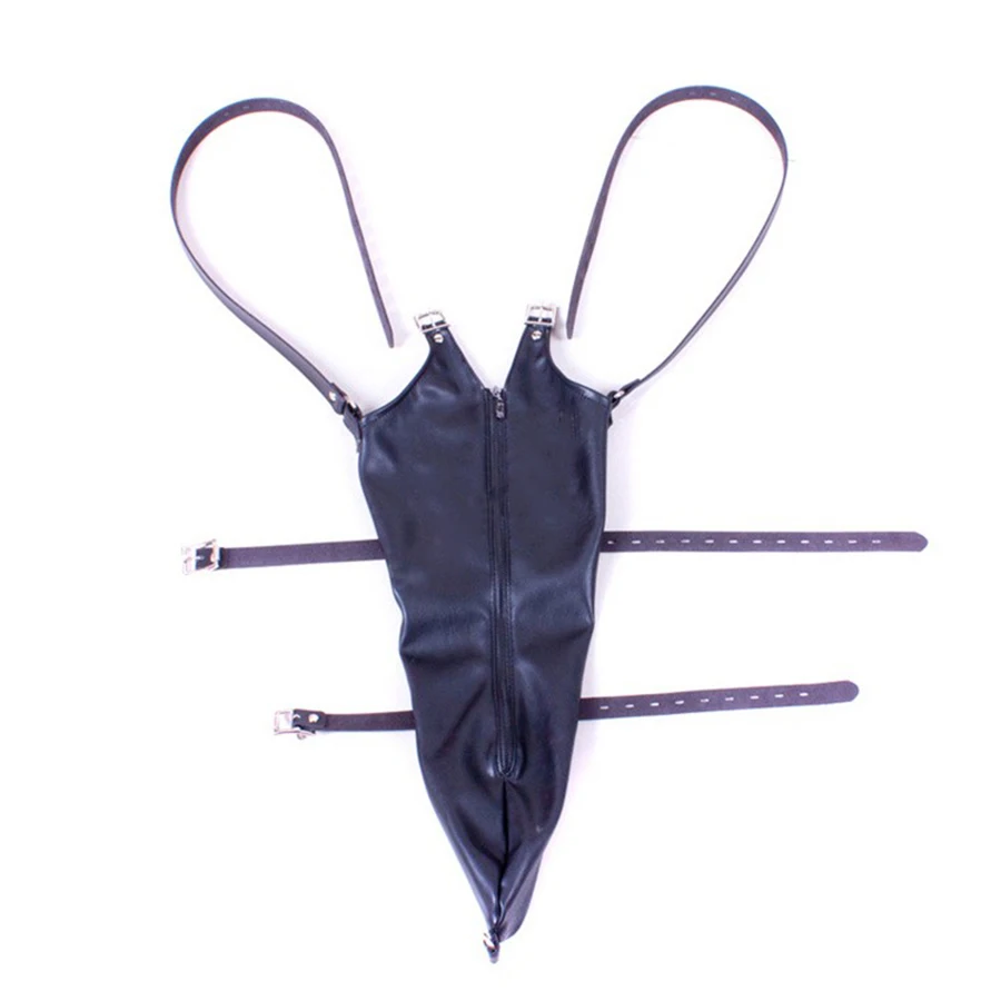 PU Leather Arm Binder Body Harness Sleeves Armbinder Restraint Zip up ...