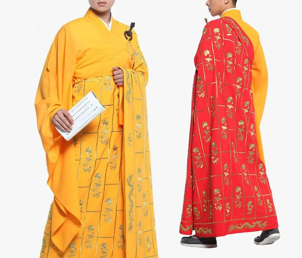 Unisex High Quality Embroidery Flower Zen Lay Gown Clothing Zuyi Buddha ...