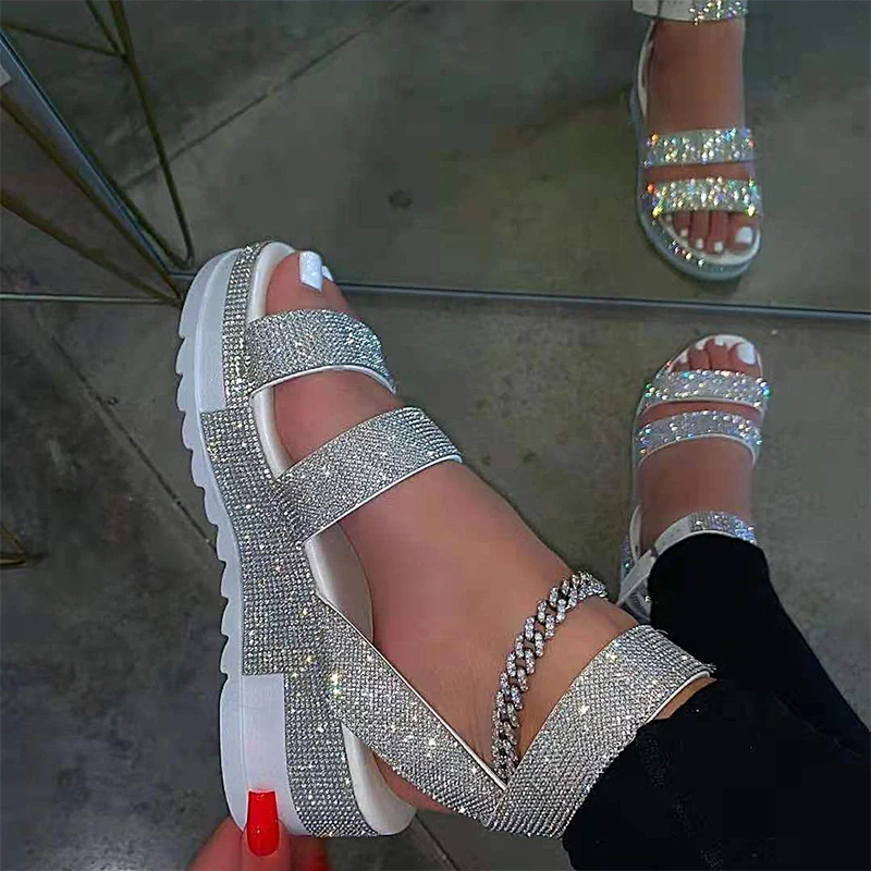 2021-Women-s-Bling-Glitter-Sandals-Female-Ankle-Buckle-Flat-Platform ...