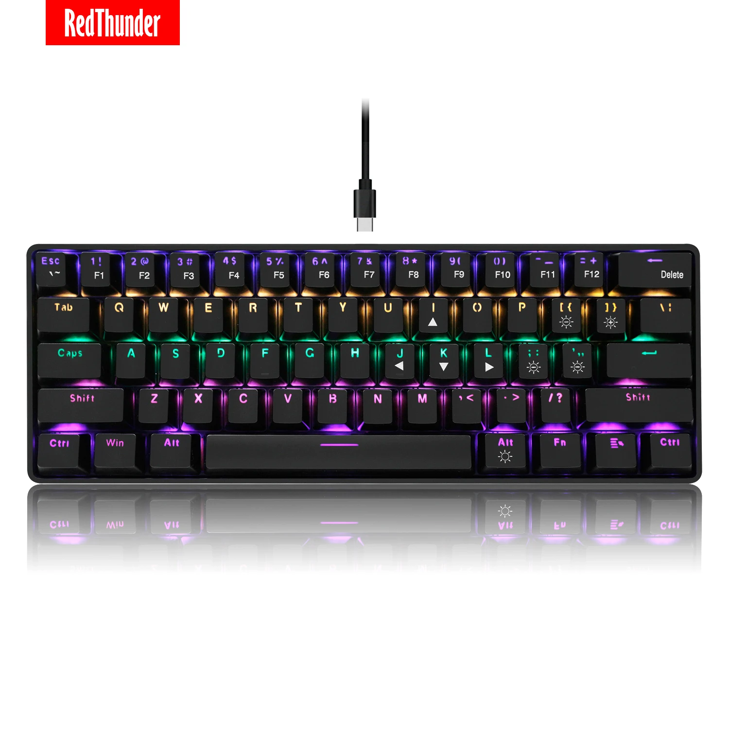 Redthunder 60% Mechanical Gaming Keyboard,blue Switch,61 Keys Wired ...