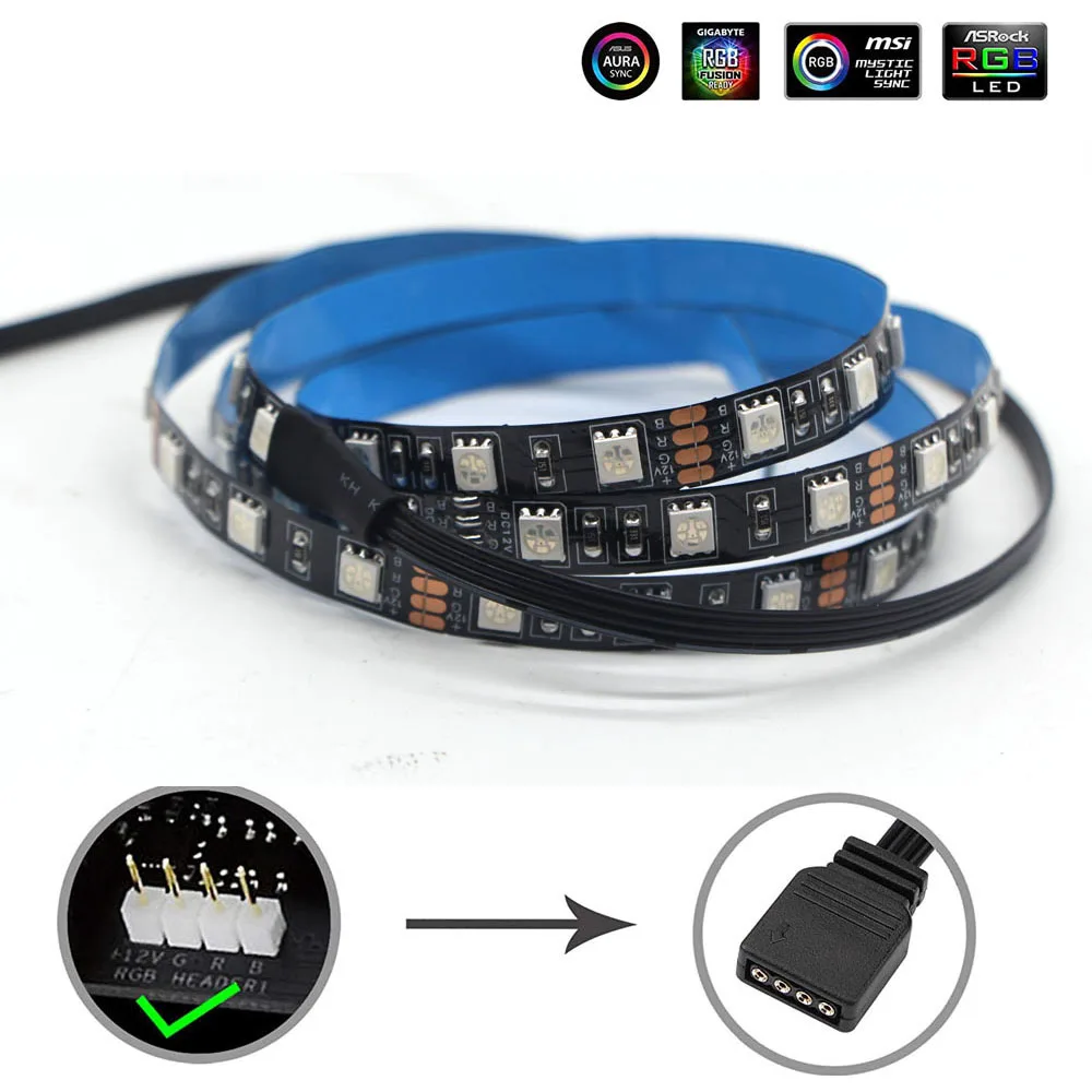 DC-12V-RGB-4pin-LED-Headers-LED-Strip-Light-50cm-ADD-Header-5050-SMD-PC ...