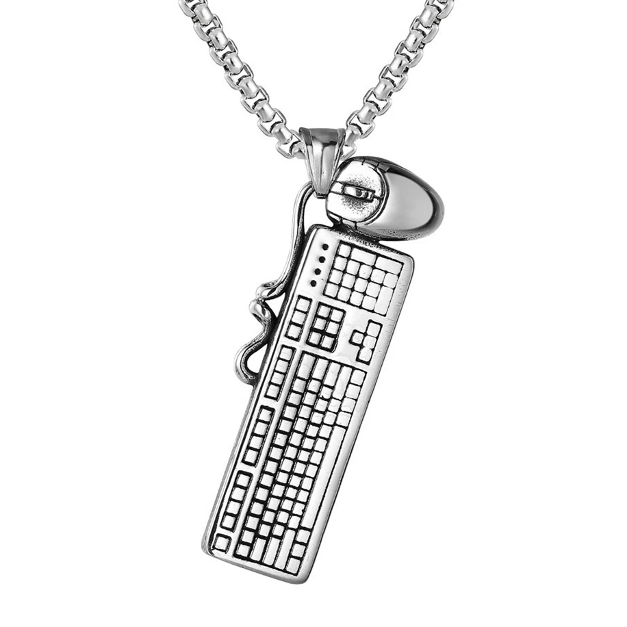 Charms computer keyboard mouse Stainless steel Antique Silver color ...