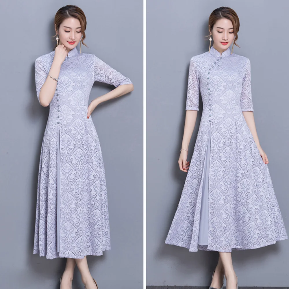 Women Ao Dai Lace Qipao Chinese Dress Bazics | South Africa | Zando