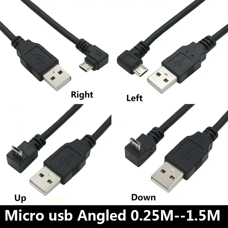 USB 2.0 Male to micro USB B Type 90 Degree Up & Down & Left & Right ...