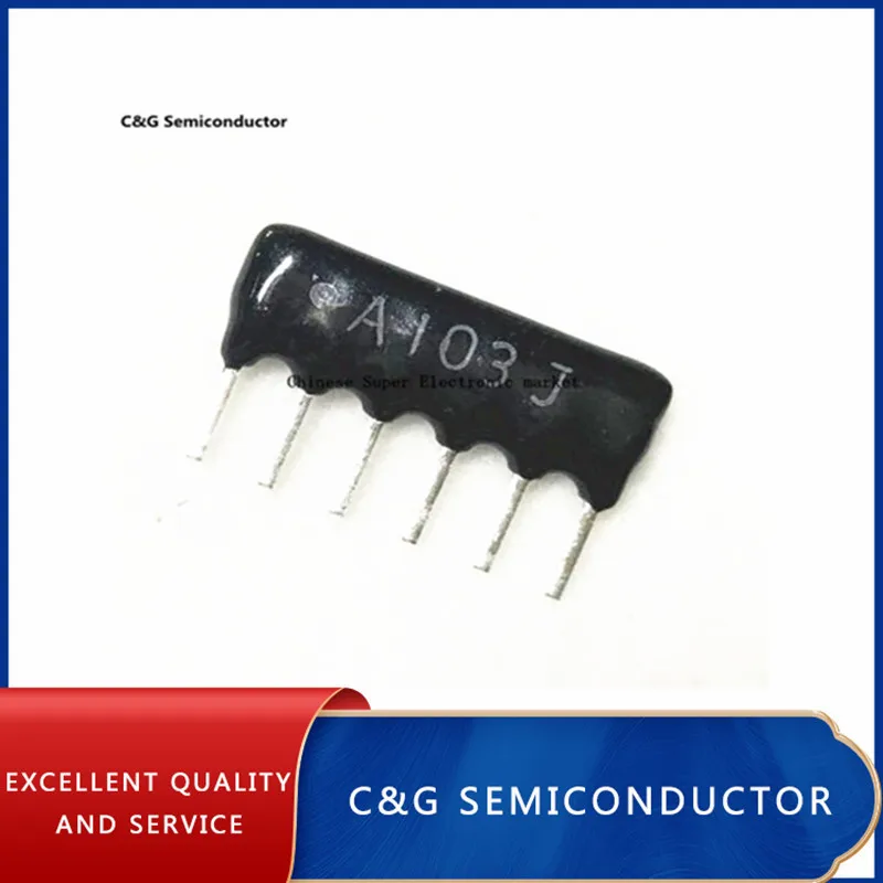 50PCS-A06-103-SIP-6-10K-Ohm-6-Commoned-Resistor-Network-Array-6-PIN ...