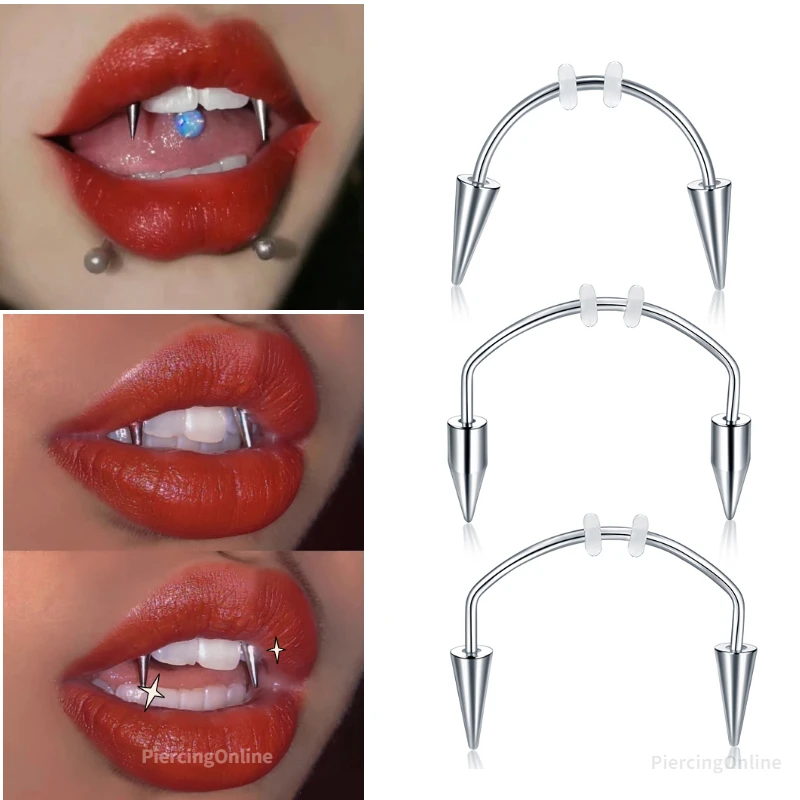 1pc Steel Dracula Nail Smile Tiger Teeth Piercing Jewelry Punk Grillz ...